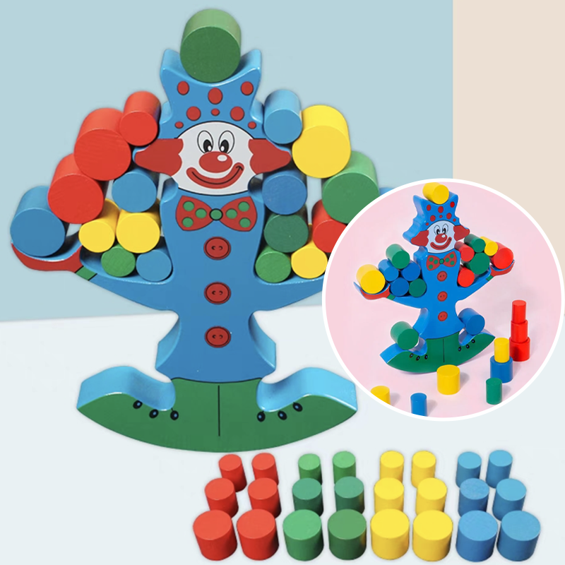 Wooden clown balancing blocks – Pana Playhouse